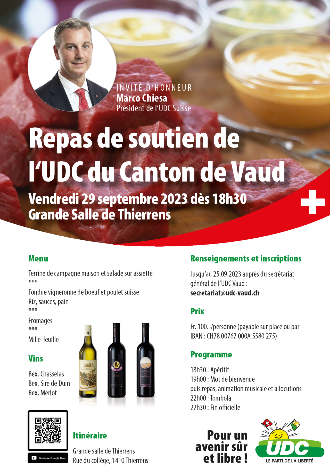 Repas de soutien de l'UDC Vaud - UDC Vaud